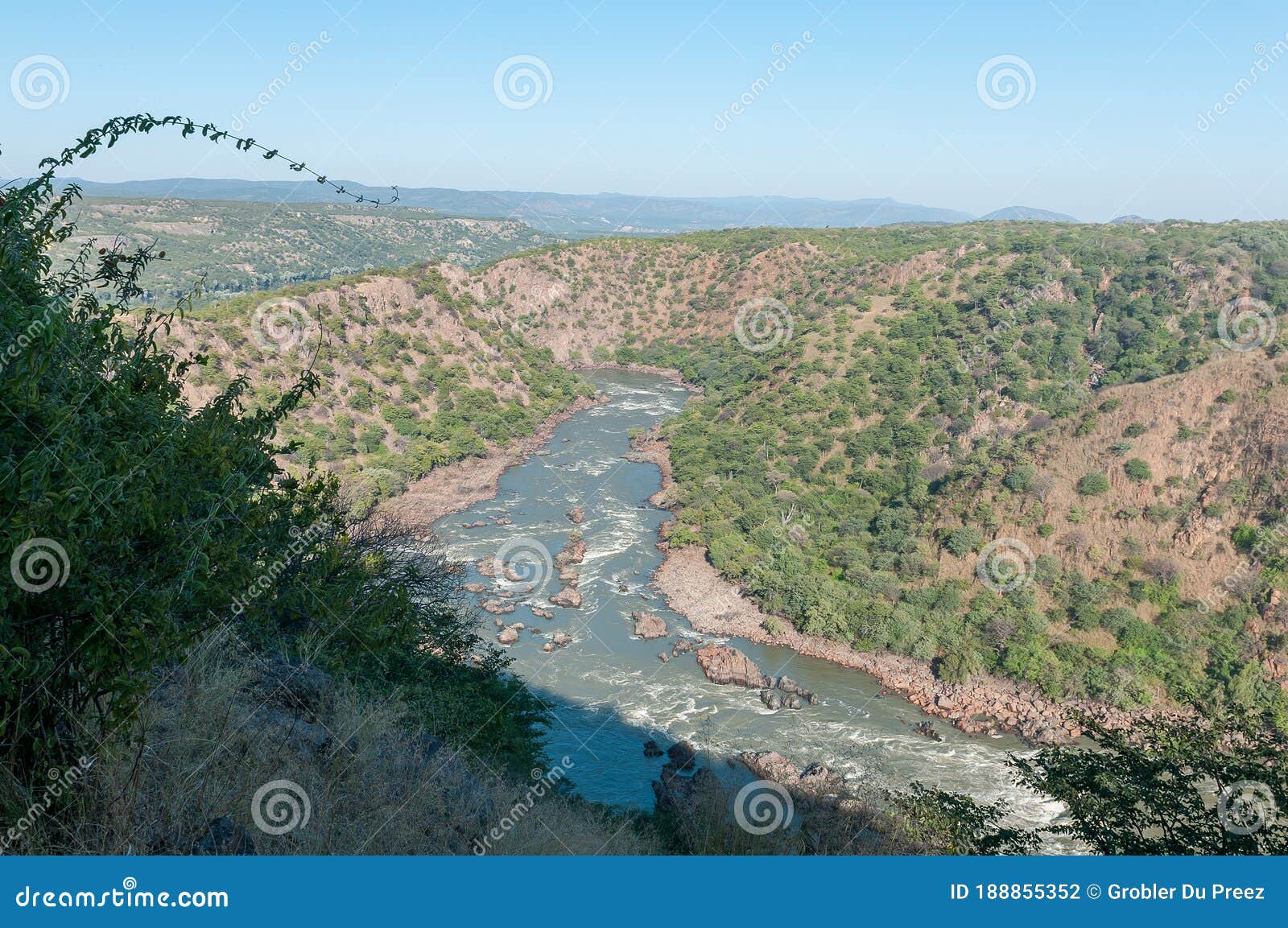 Kunene River Below the Ruacana Waterfall Stock Photo - Image of rural ...