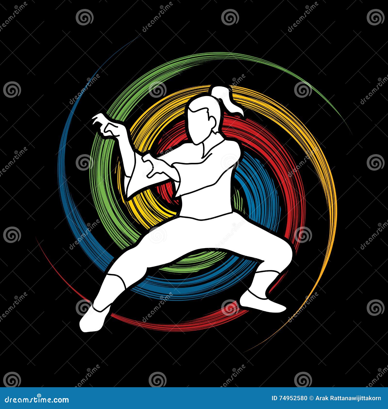 Kung Fu stock vector. Illustration of kata, akido, background - 74952580