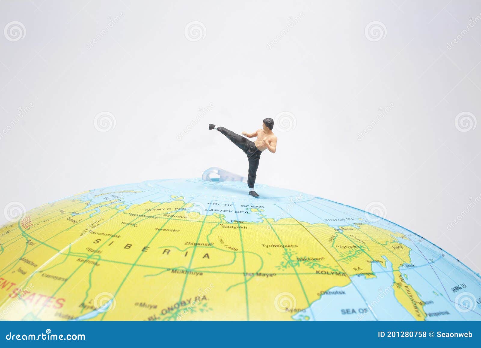 The Kung Fu Figure Fighting on the Earth Stock Photo - Image of plastic ...