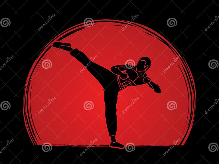 Kung fu Kick stock vector. Illustration of dogi, exercise - 99560580