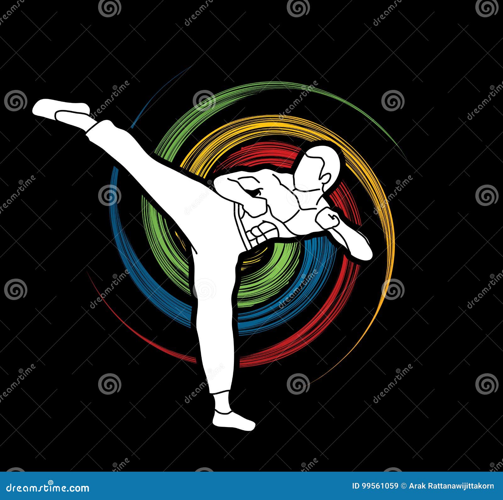 Kung fu Kick stock vector. Illustration of club, exercise - 99561059