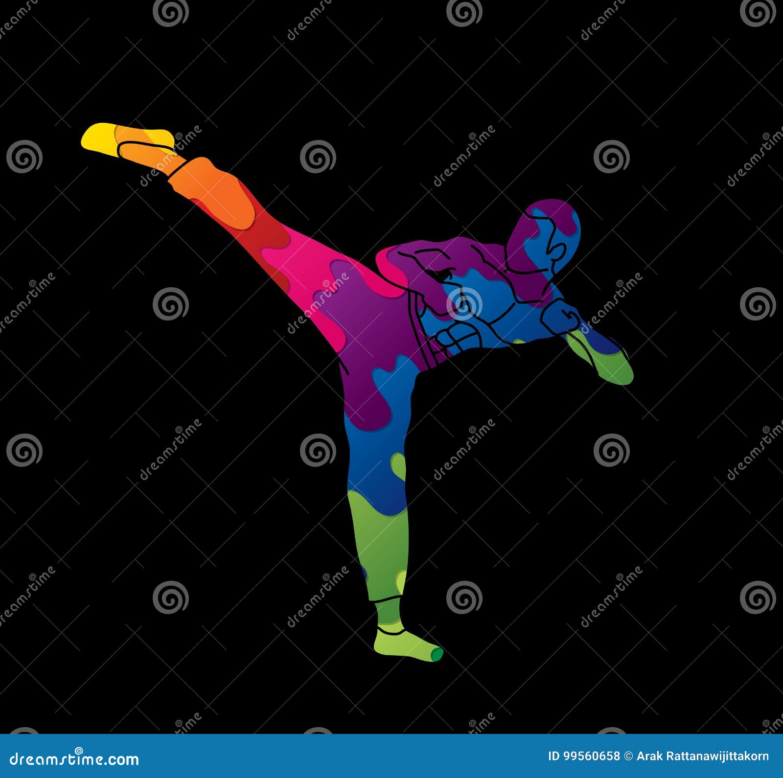 Kung fu Kick stock vector. Illustration of element, asian - 99560658