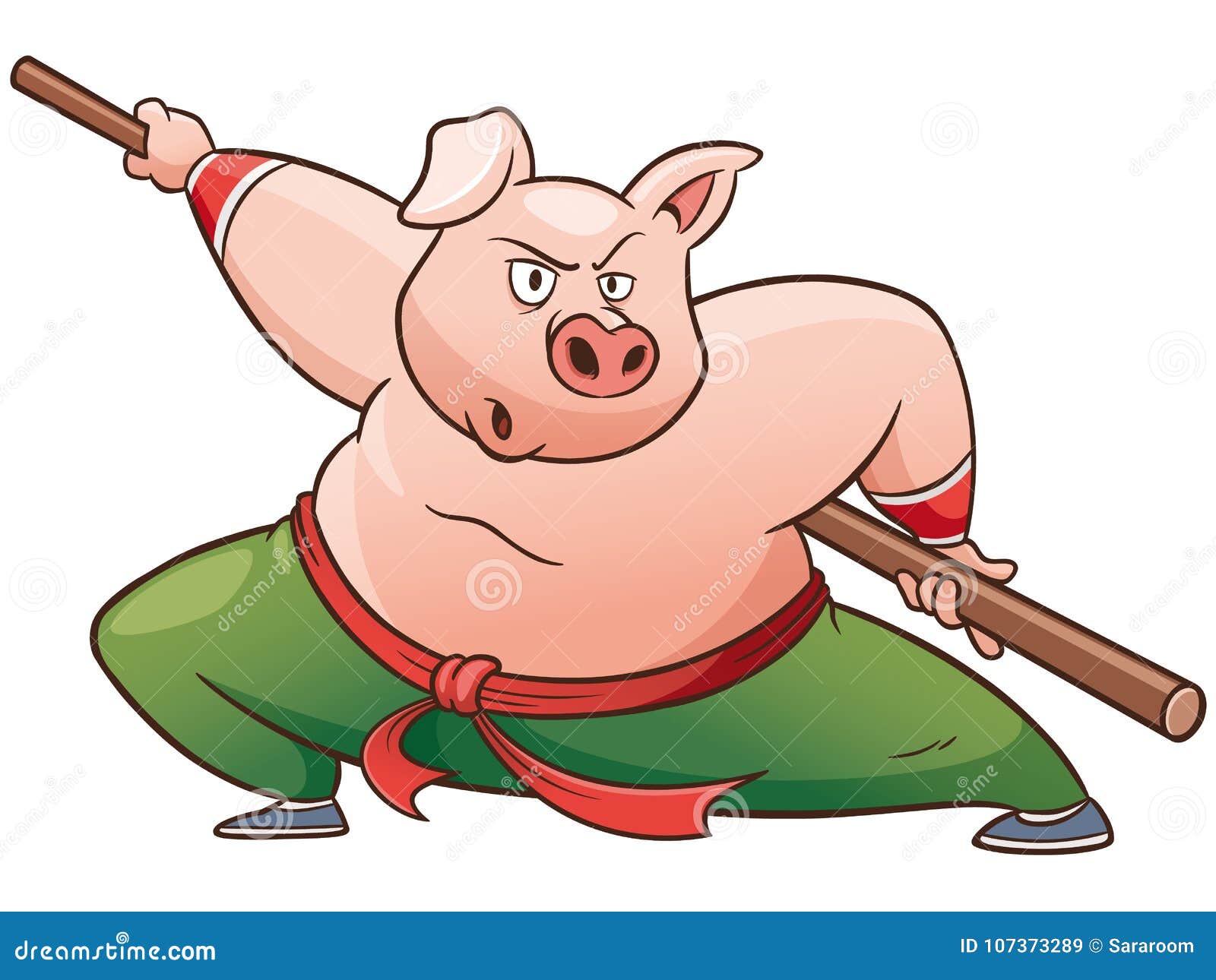 Kung fu pig stock vector. Illustration of vector, cheerful - 107373289