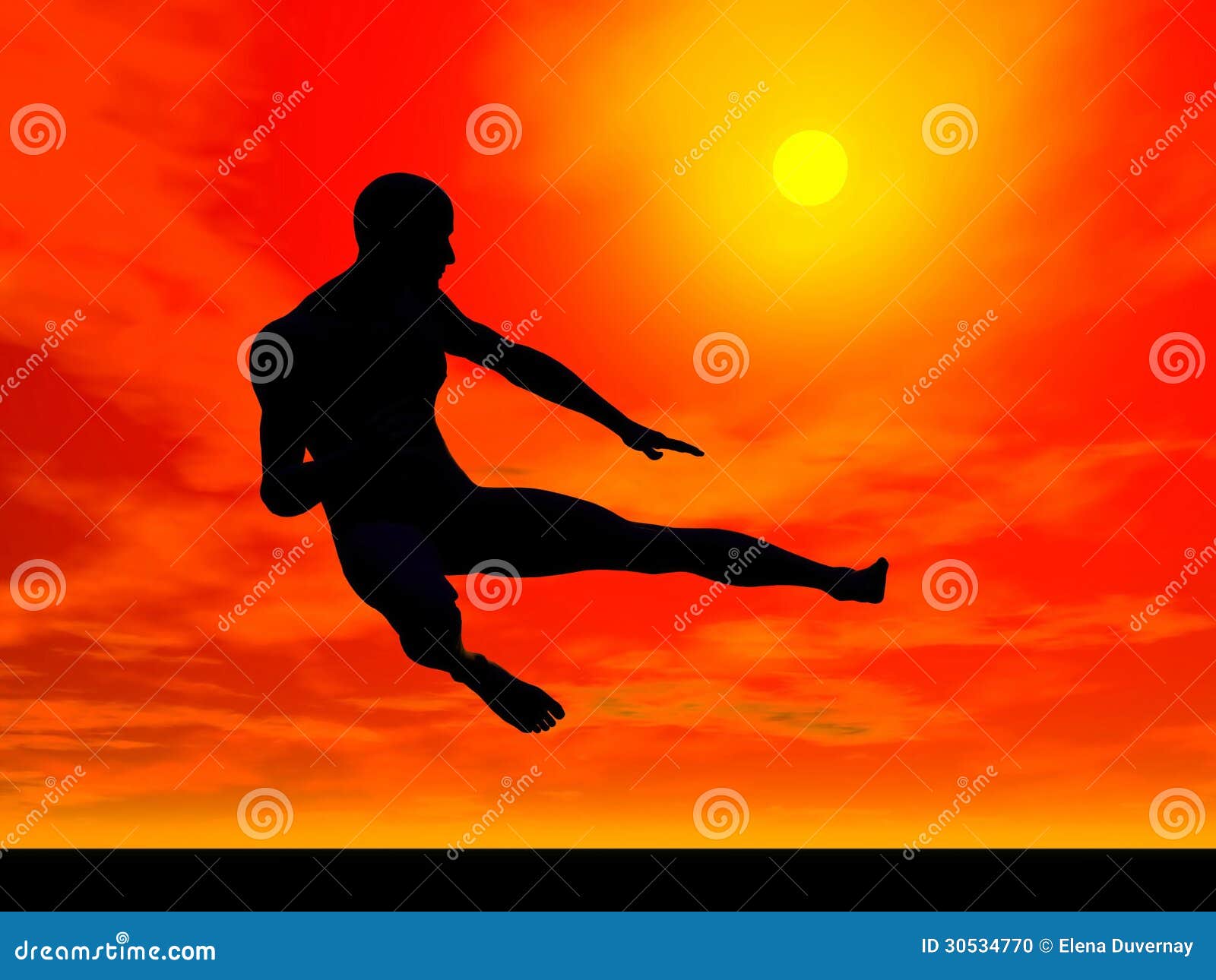 Kung-fu by Sunset - 3D Render Stock Illustration - Illustration of ...
