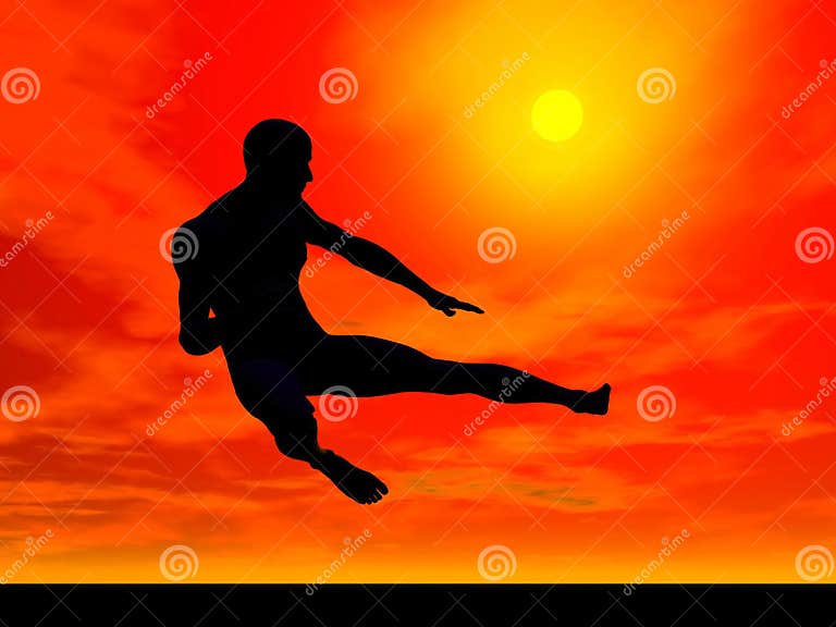 Kung-fu by Sunset - 3D Render Stock Illustration - Illustration of ...