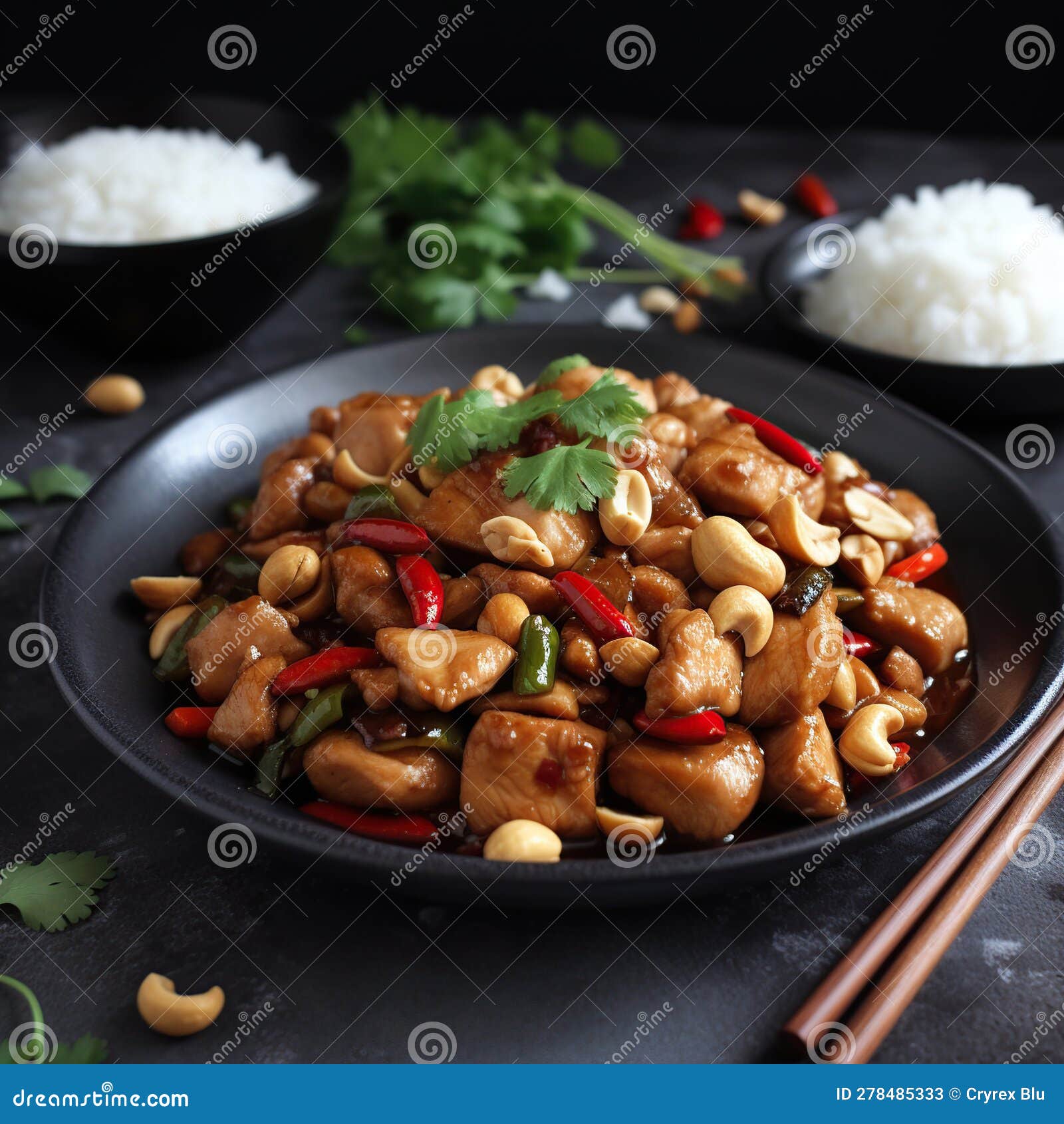 Kung Pao Chicken Ai Generated Stock Illustration - Illustration of dish ...