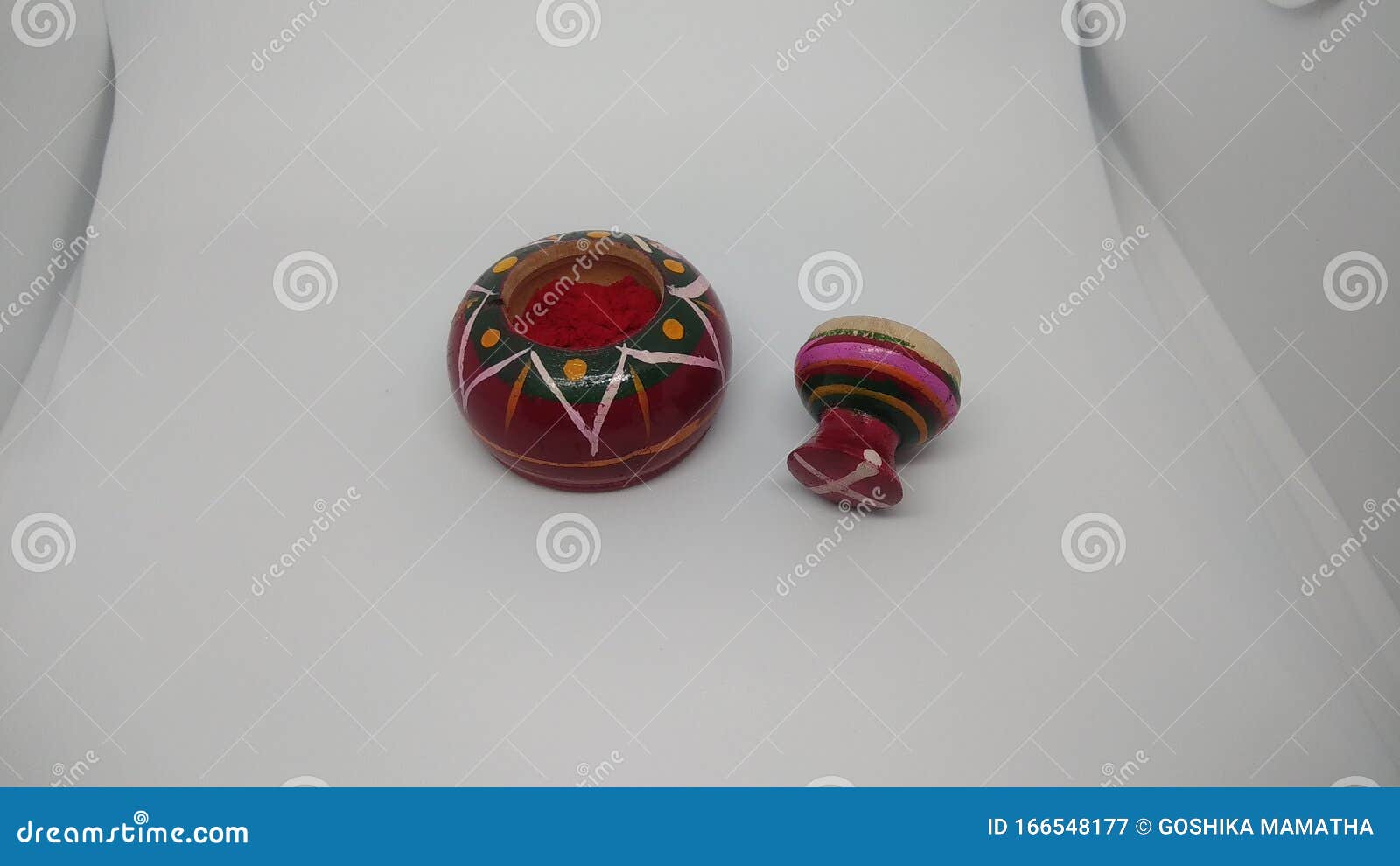 Kunkum Wooden Shell Well Painted Stock Image - Image of kunkum, shell ...