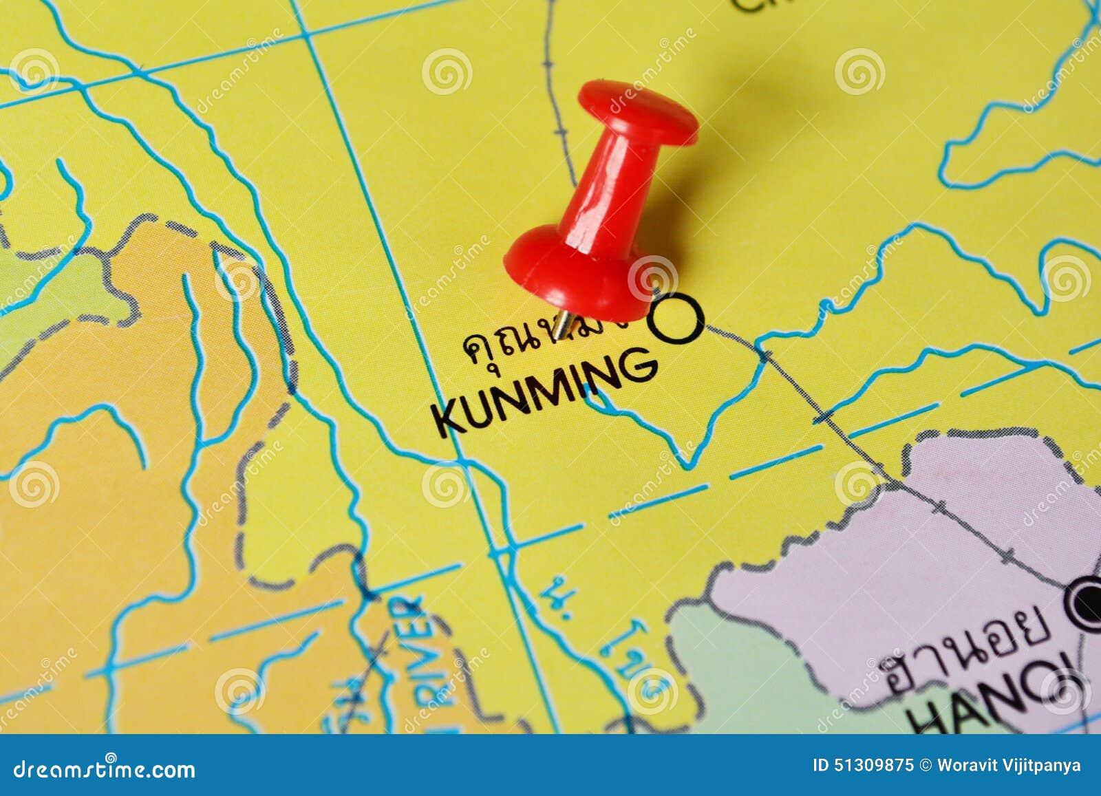 Kunming map stock image. Image of push, kunming, ancient - 51309875