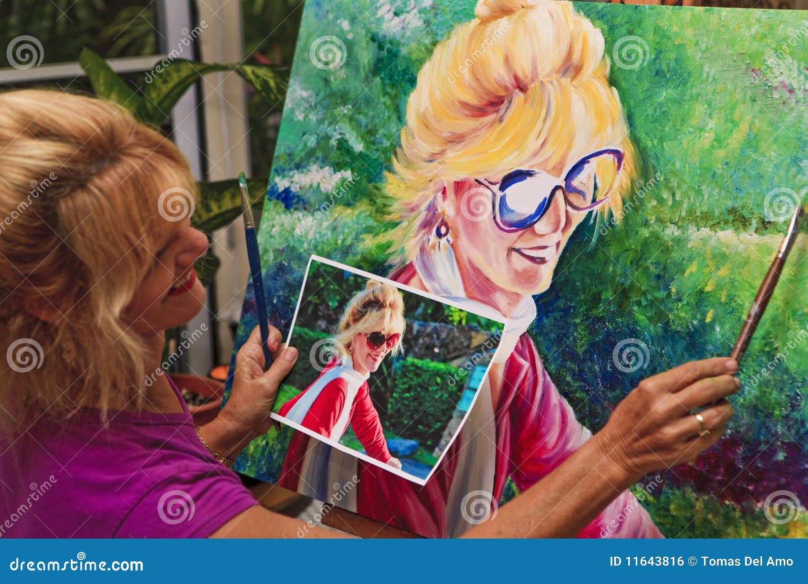 Kunstenaar Die Een Zelfportret Schildert Stock Foto - Image of ...