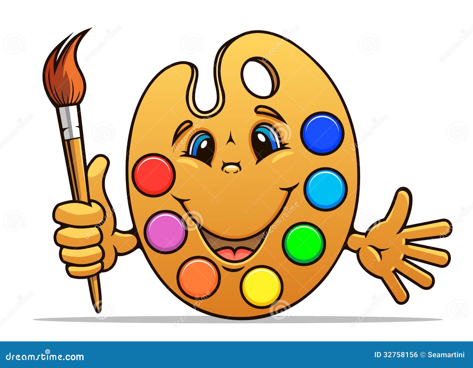 Kunstpalet Met Verven En Borstel Vector Illustratie - Illustration of ...