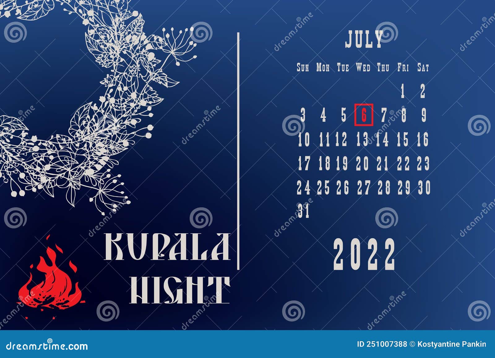 Kupala Night stock vector. Illustration of calendar - 251007388