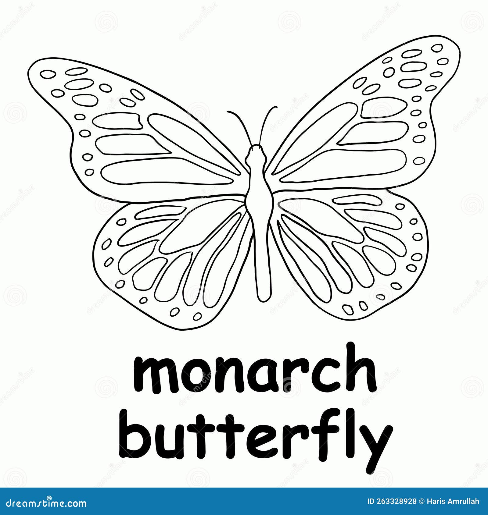 Kids Line Illustration Coloring Monarch Butterfly. Animal Outline Stock ...