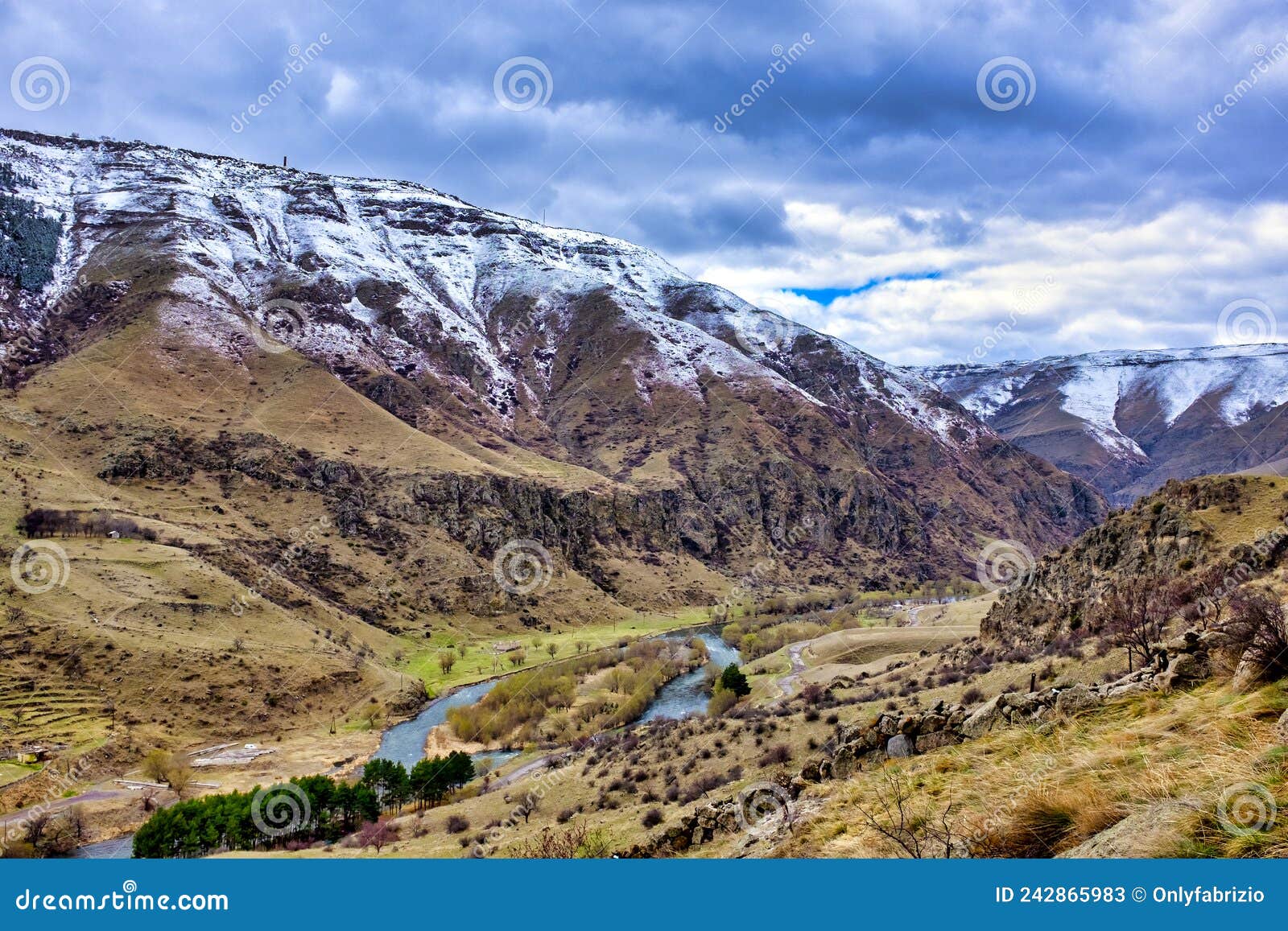 Kura river stock image. Image of river, snow, samtskhe - 242865983