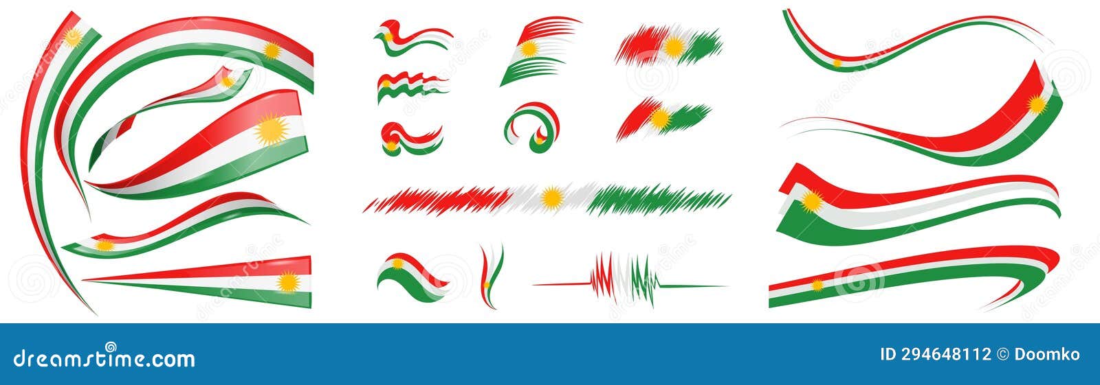 Kurdistan Flag Set Elements, Vector Illustration Stock Illustration ...