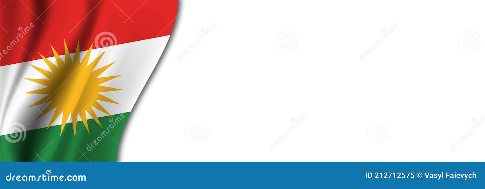 Kurdistan Flag on White Background. White Background with Place for ...