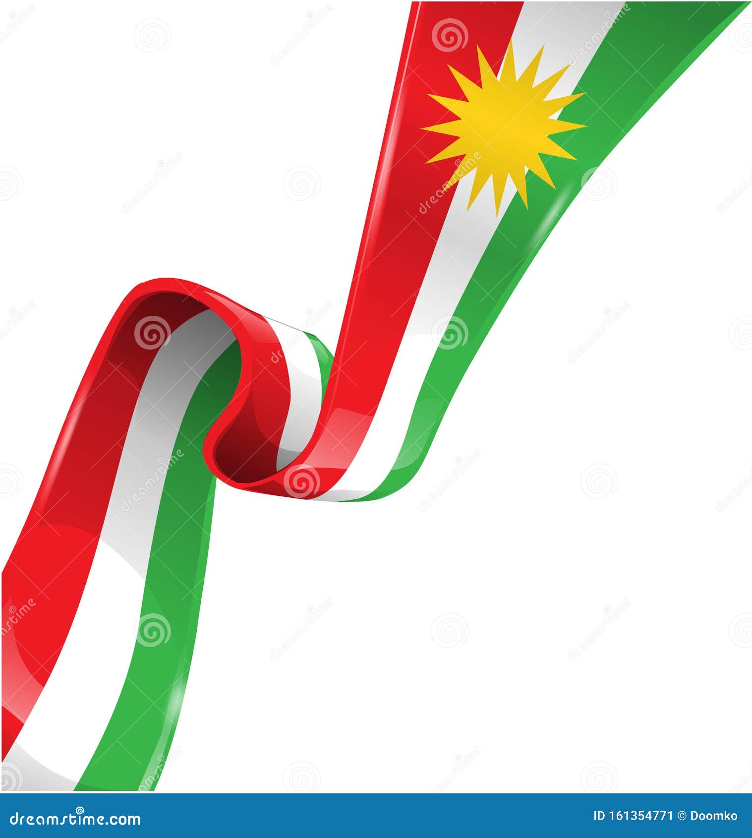Kurdistan Ribbon Flag on White Background Stock Vector - Illustration ...