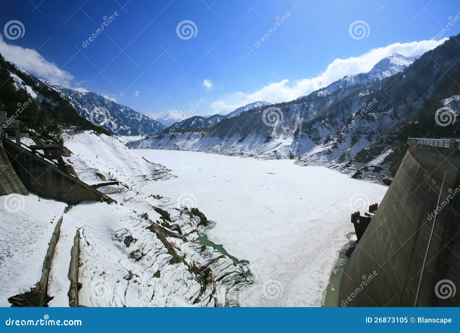 Kurobe Alpine Dam Covering by Snow at Winter Stock Image - Image of ...