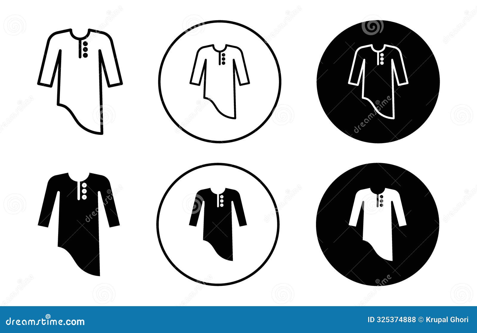 Kurta Simple Vector Symbol Icon. Kurta Set In A Editable Stroke ...