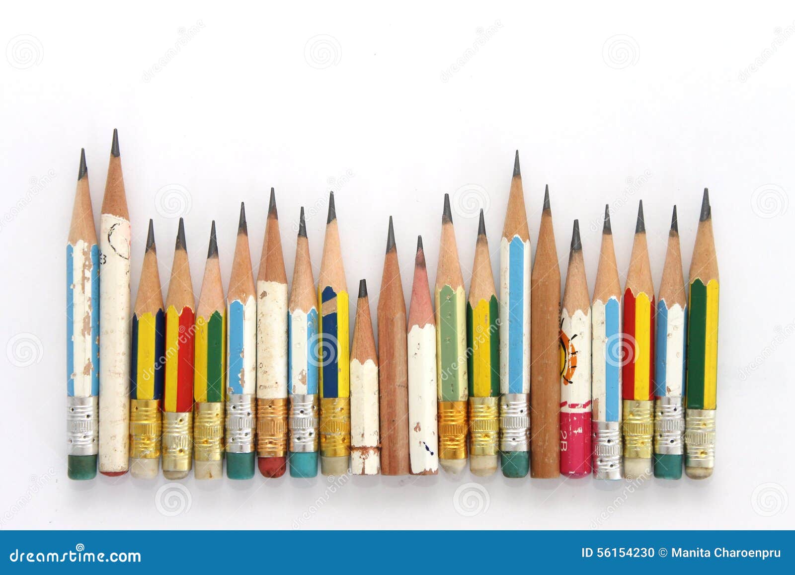 Kurze Bleistifte stockfoto. Bild von radiergummi, punkt - 56154230