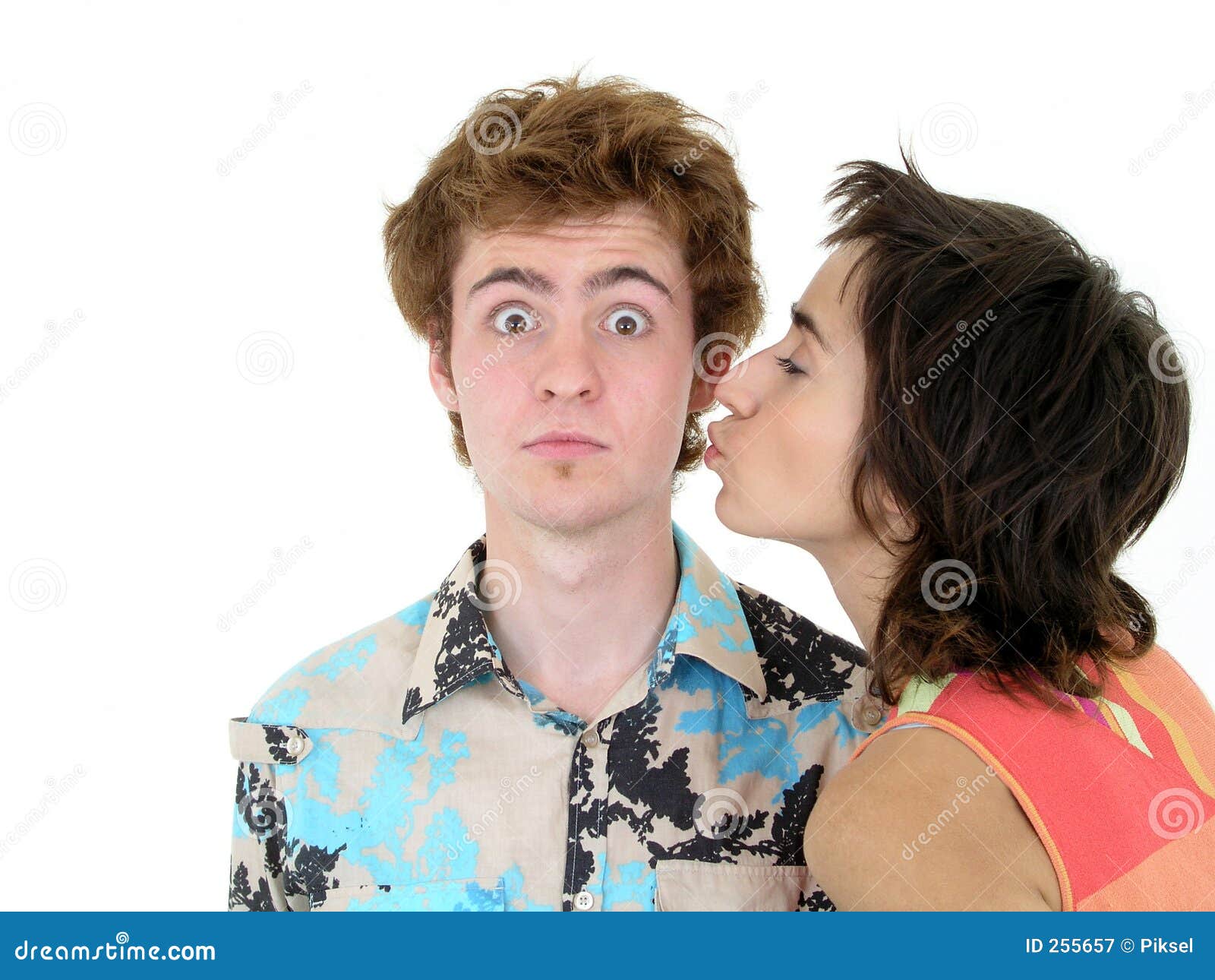 Kus op de Wang stock afbeelding. Image of meisjes, toevallig - 255657