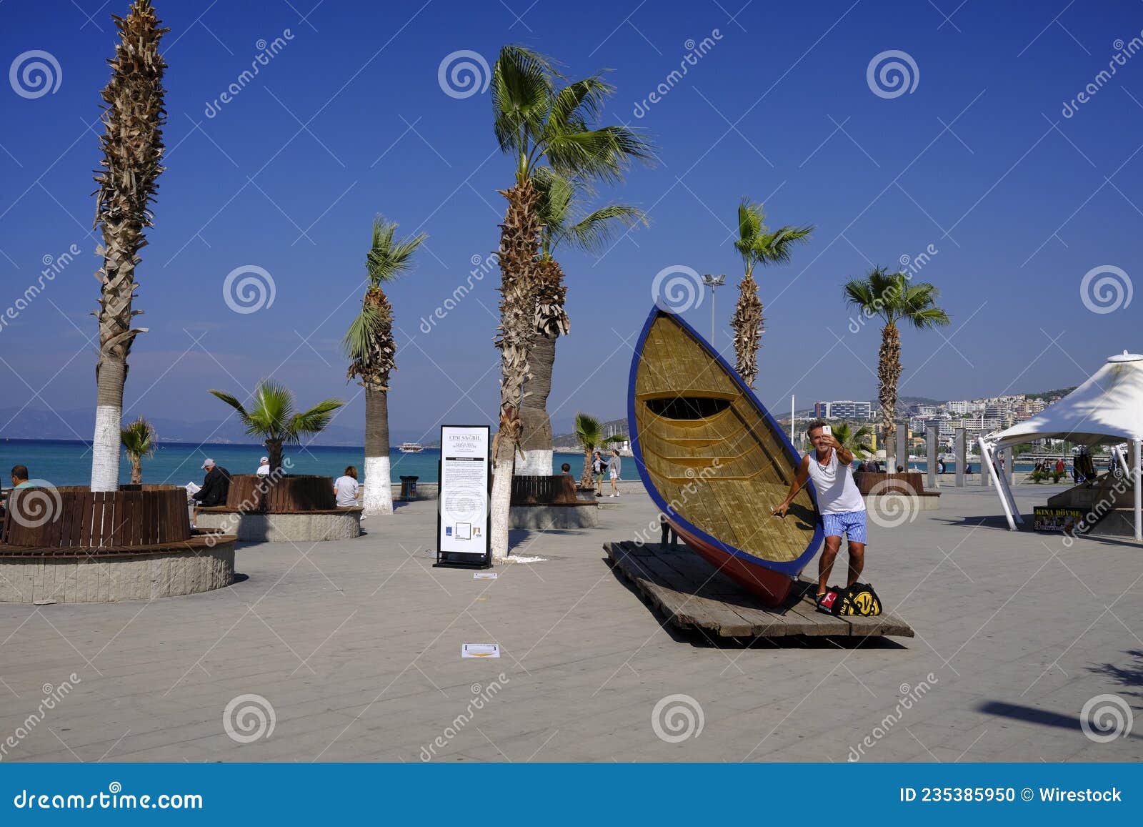 Man Taking a Selfie in Front of a Small Boat Display Editorial Image ...