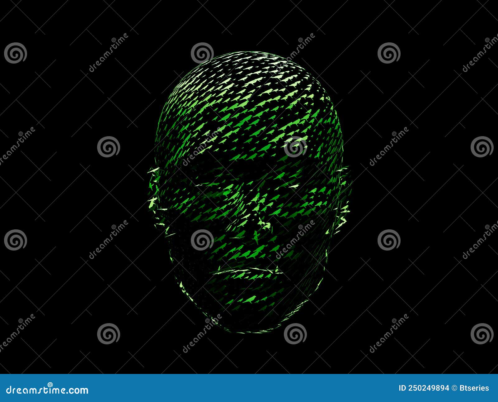 Kusama Crypto Face Head Cyborg Abstract Furistic Hologram Technology 3d