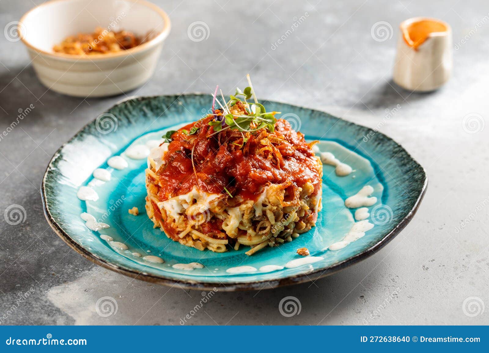 Kushari Served in Dish Isolated on Table Top View of Arabic Breakfast ...