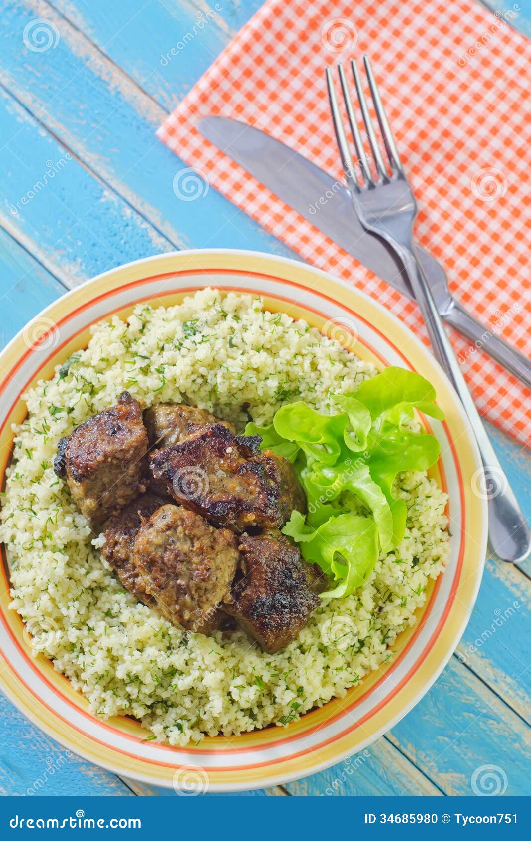 Kuskus with meat stock photo. Image of diet, green, cardamom - 34685980