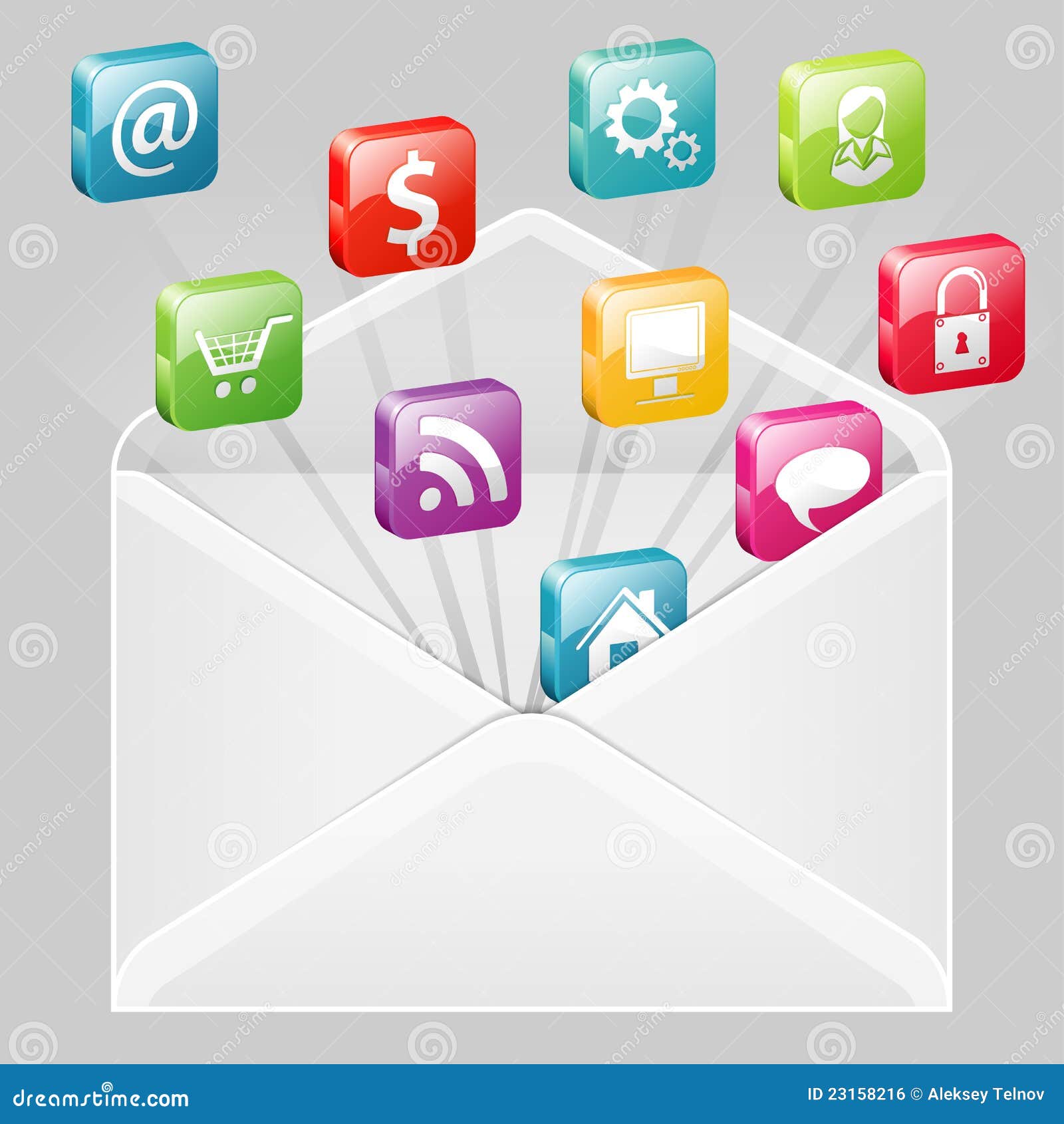 Kuvert Med Seten Av Symboler Vektor Illustrationer - Illustration av ...