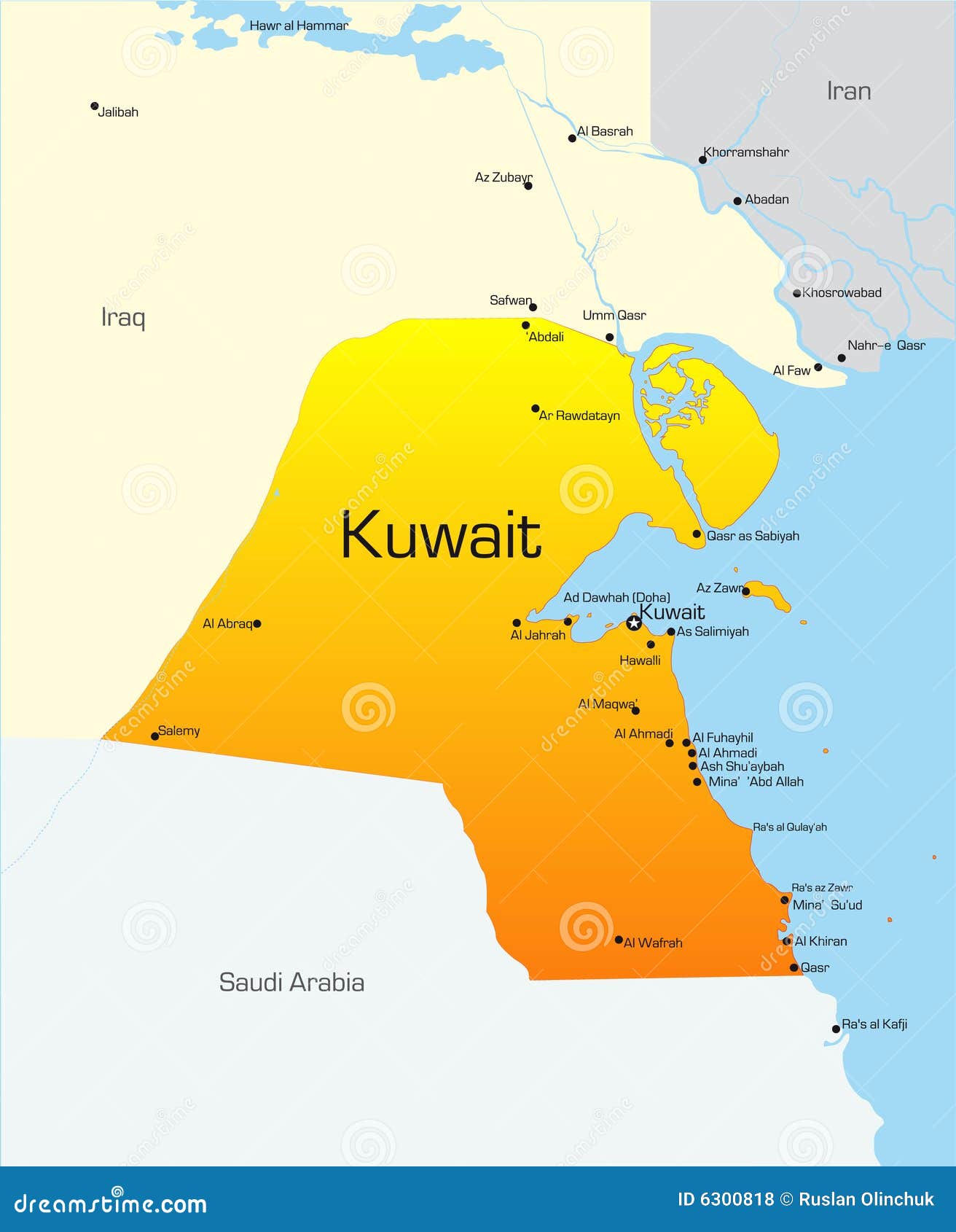 Kuwait stock vector. Illustration of abstract, iraq, shape - 6300818