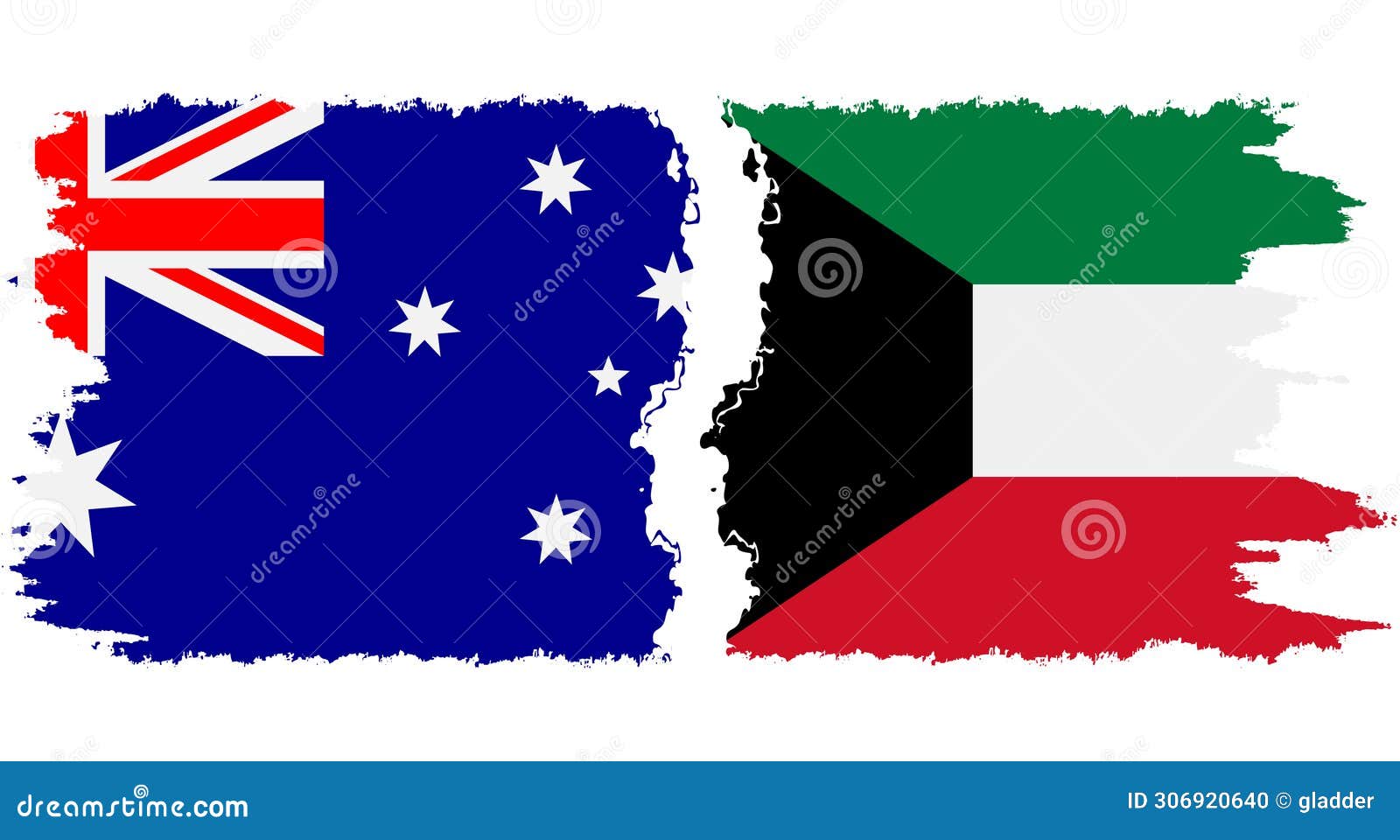 Kuwait and Australia Grunge Flags Connection Vector Stock Vector ...