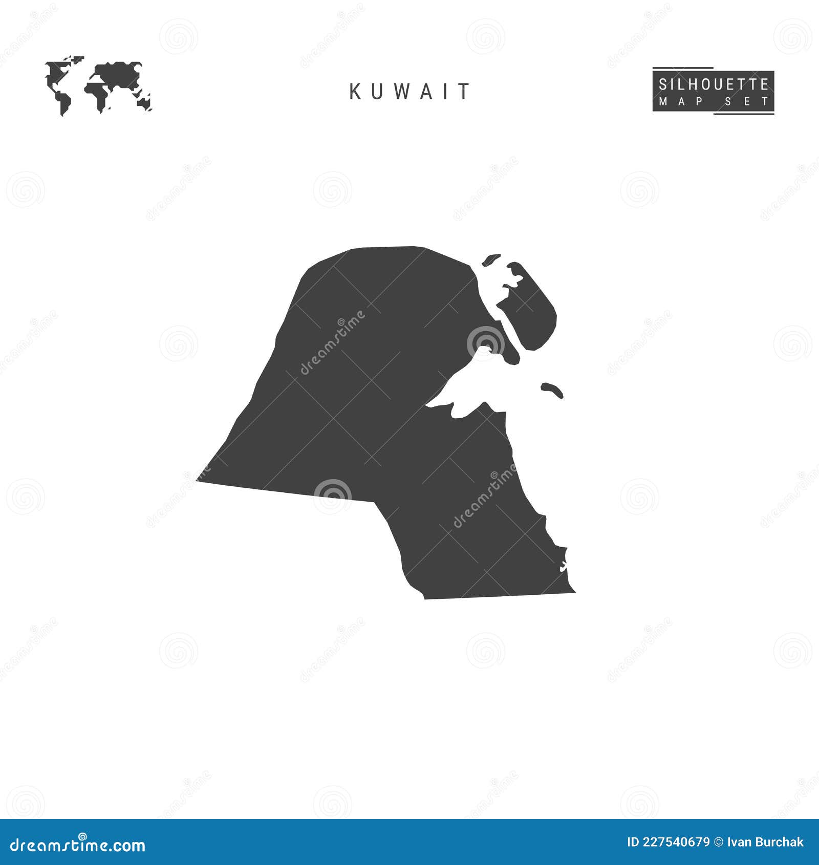 Kuwait Vector Map Isolated on White Background. High-Detailed Black ...