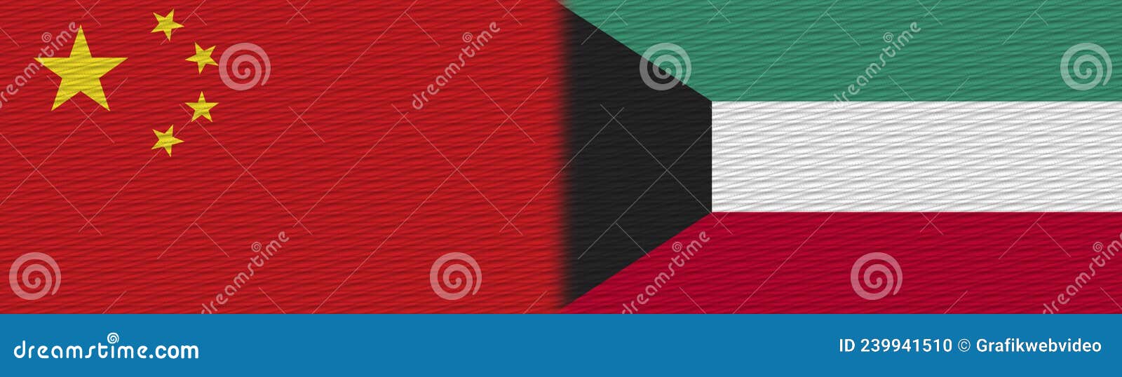Kuwait and China Chinese Fabric Texture Flag Stock Illustration ...
