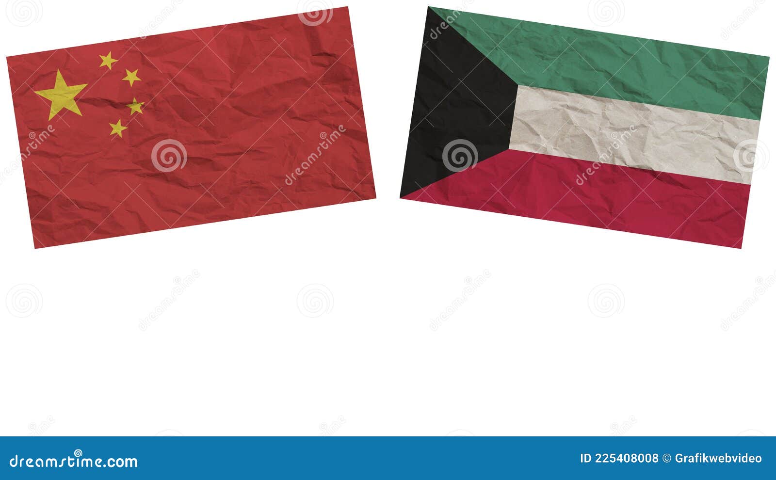 Kuwait and China Flags Together Paper Texture Illustration Stock ...