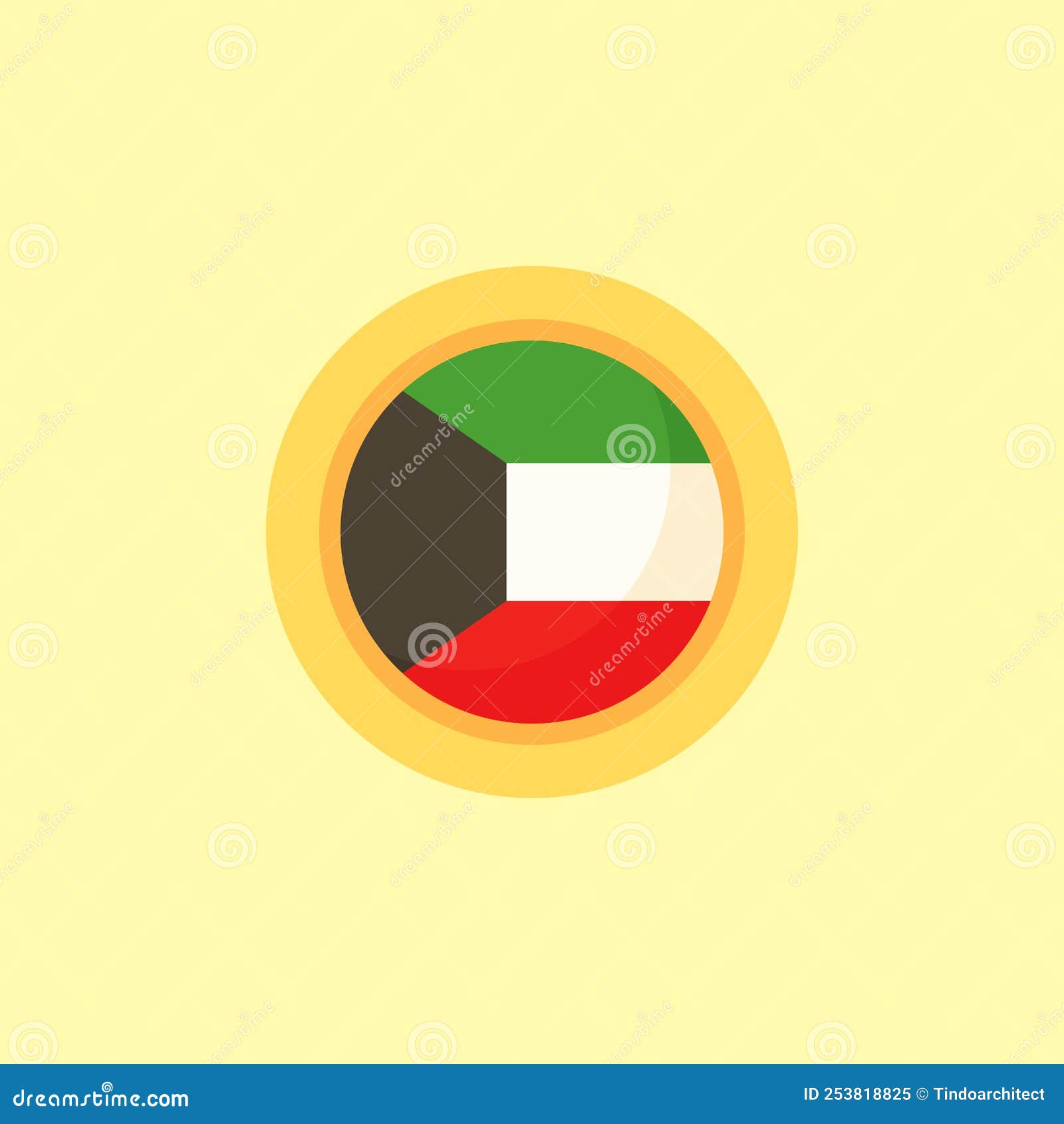 Kuwait - Circular Flag stock vector. Illustration of kuwait - 253818825