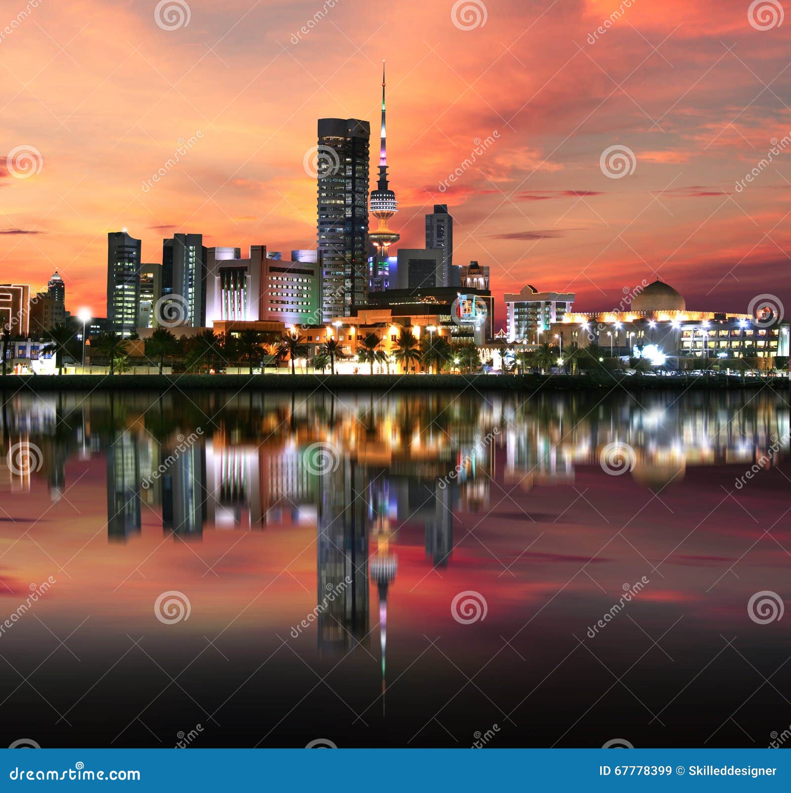 Kuwait City Light during Sunset Stock Image - Image of modern ...