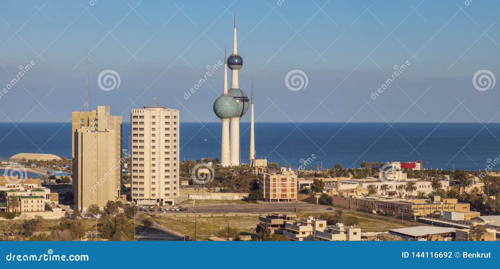 Kuwait City panorama stock photo. Image of panoramic - 144116692