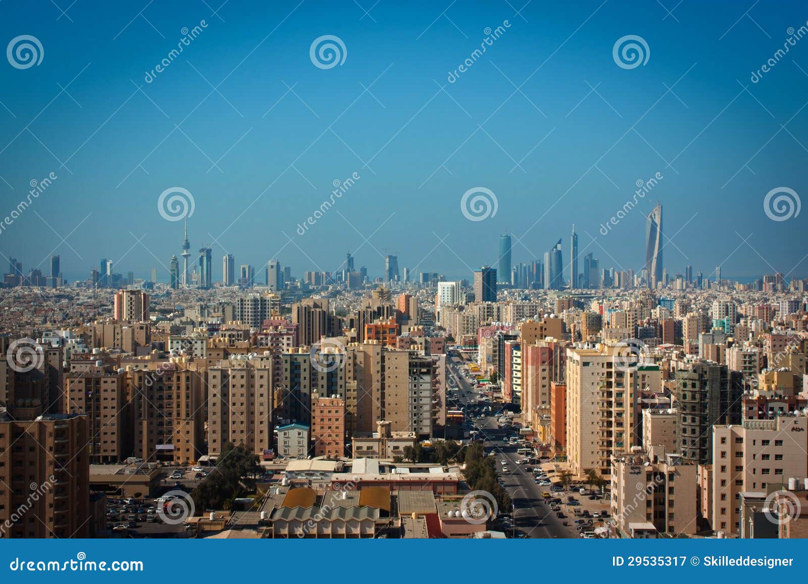 Kuwait City skyline editorial photography. Image of panorama - 29535317