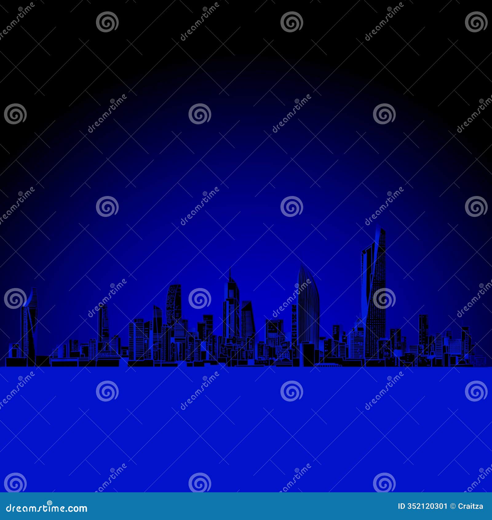Kuwait City Skyline in Midnight Blue Elegance Stock Image - Image of ...