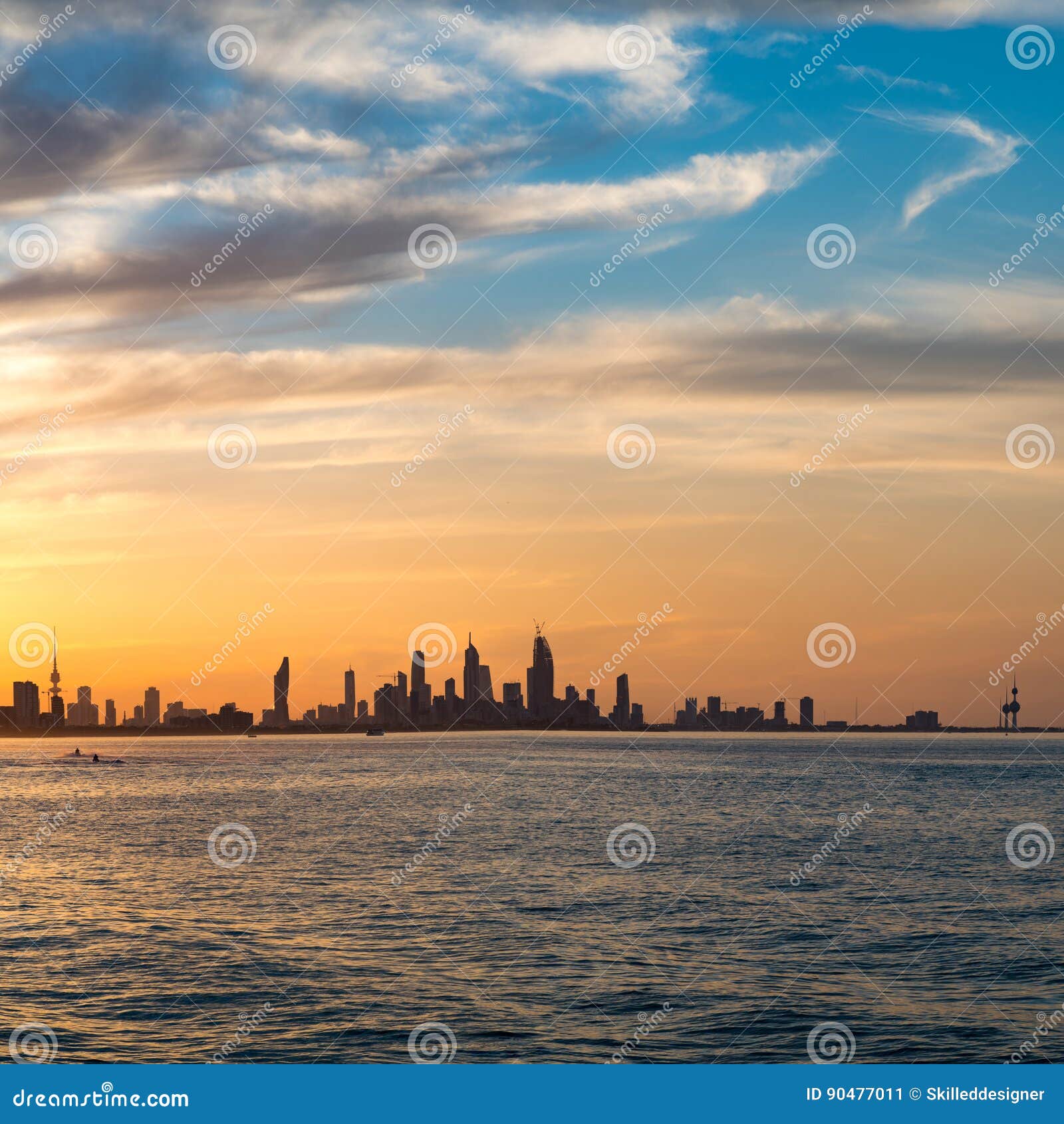 Kuwait City Skyline during Sunset with Amazing Cloud Stock Image ...