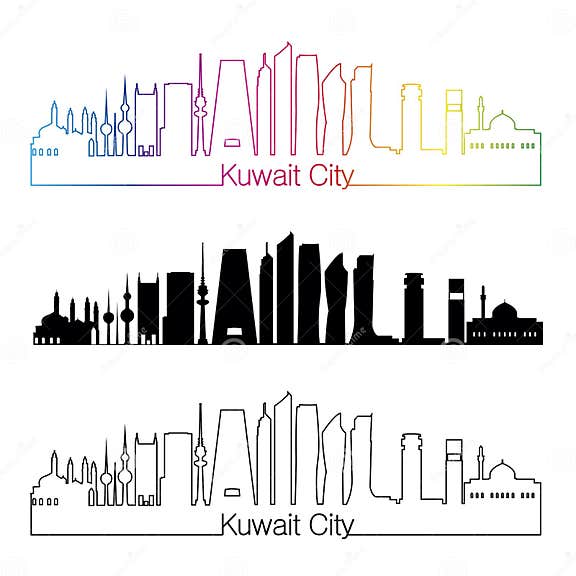 Kuwait City V2 Skyline Linear Style with Rainbow Stock Vector ...