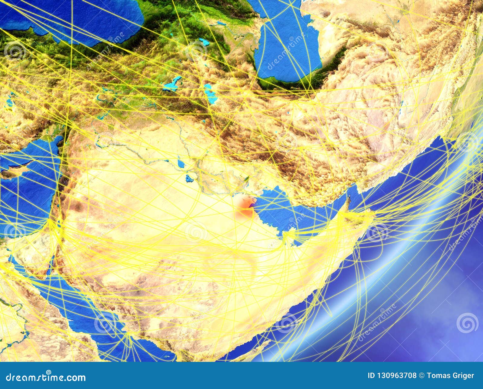 Kuwait on Earth with Network Stock Illustration - Illustration of ...