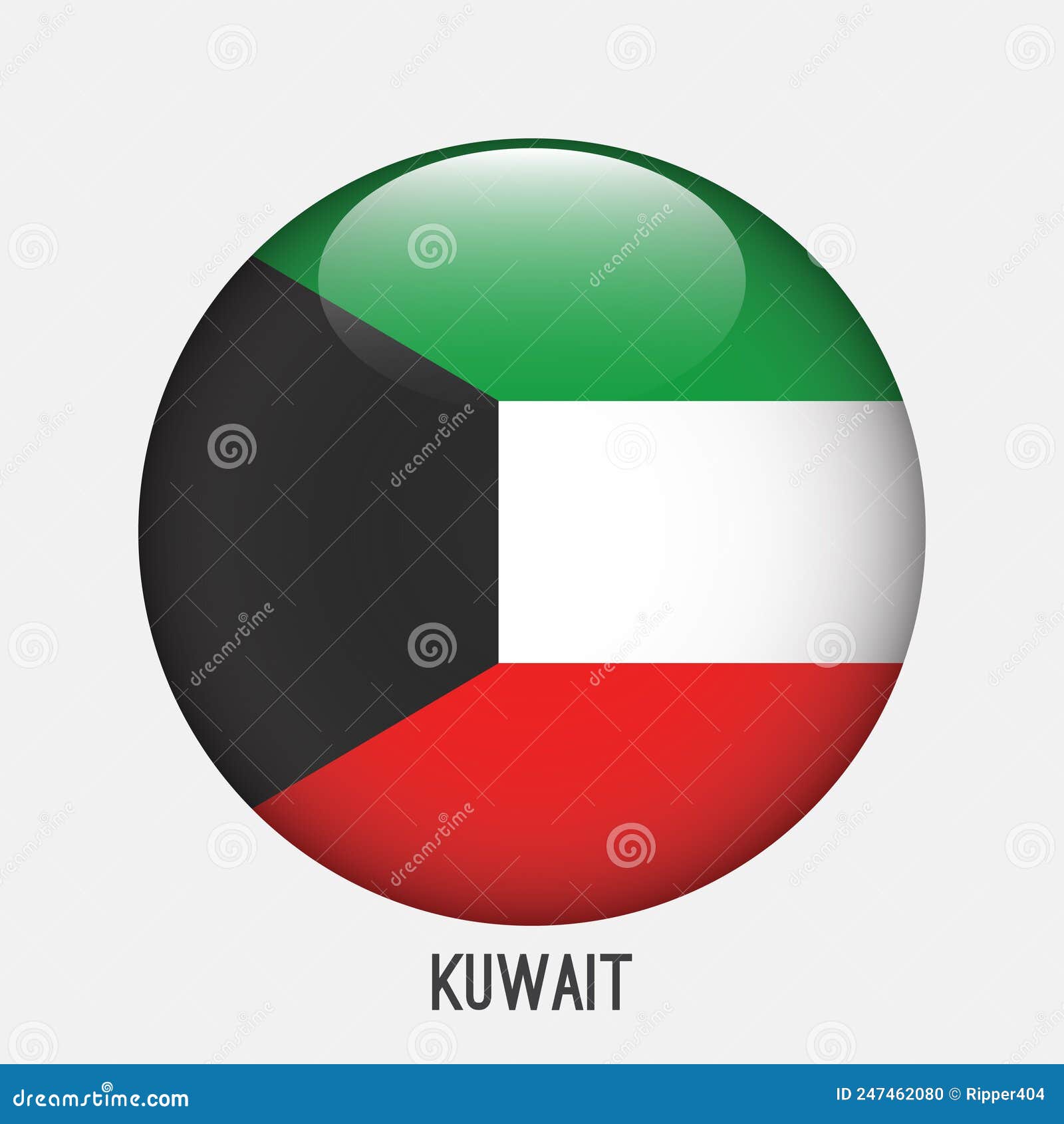 Kuwait Flag in Circle Shape. Stock Illustration - Illustration of ...