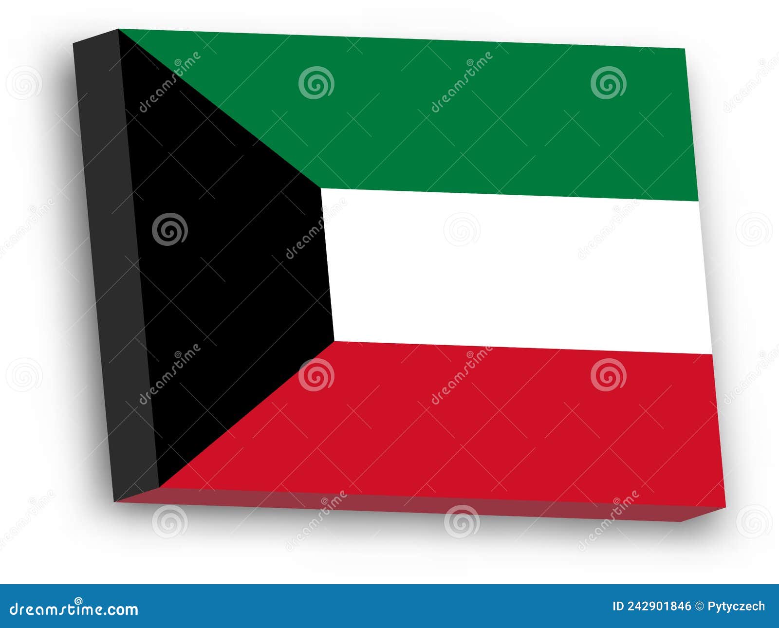 3D vector flag of Kuwait stock vector. Illustration of object - 242901846