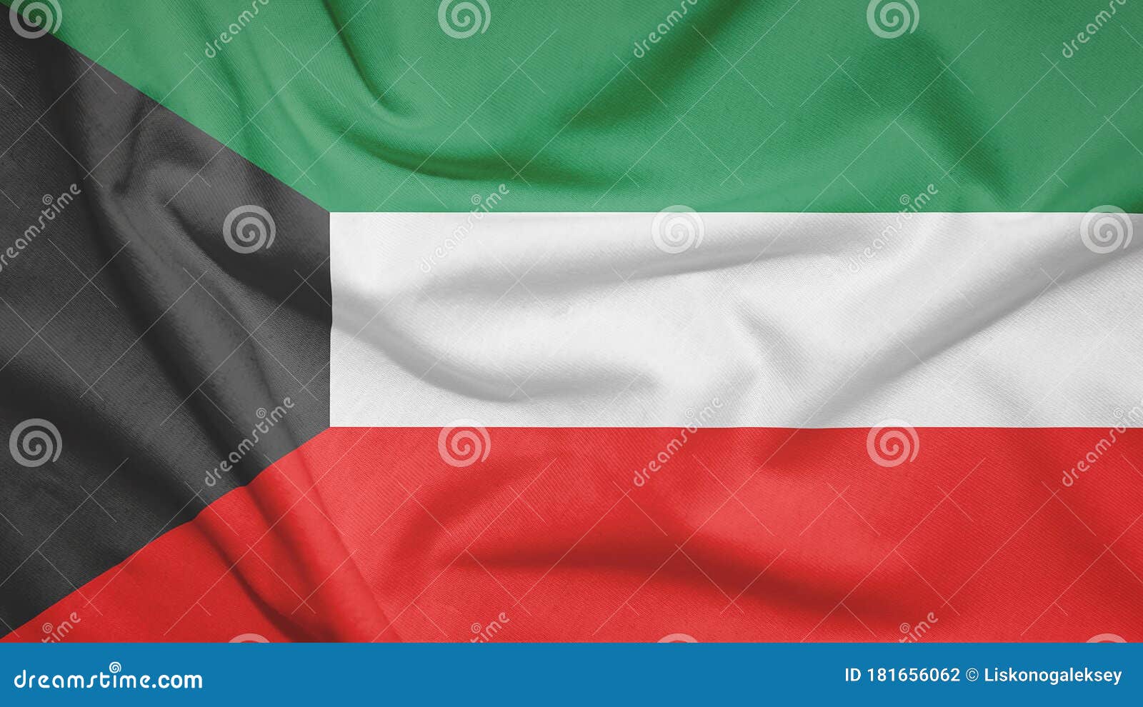 Kuwait Flag with Fabric Texture Stock Photo - Image of canvas, closeup ...
