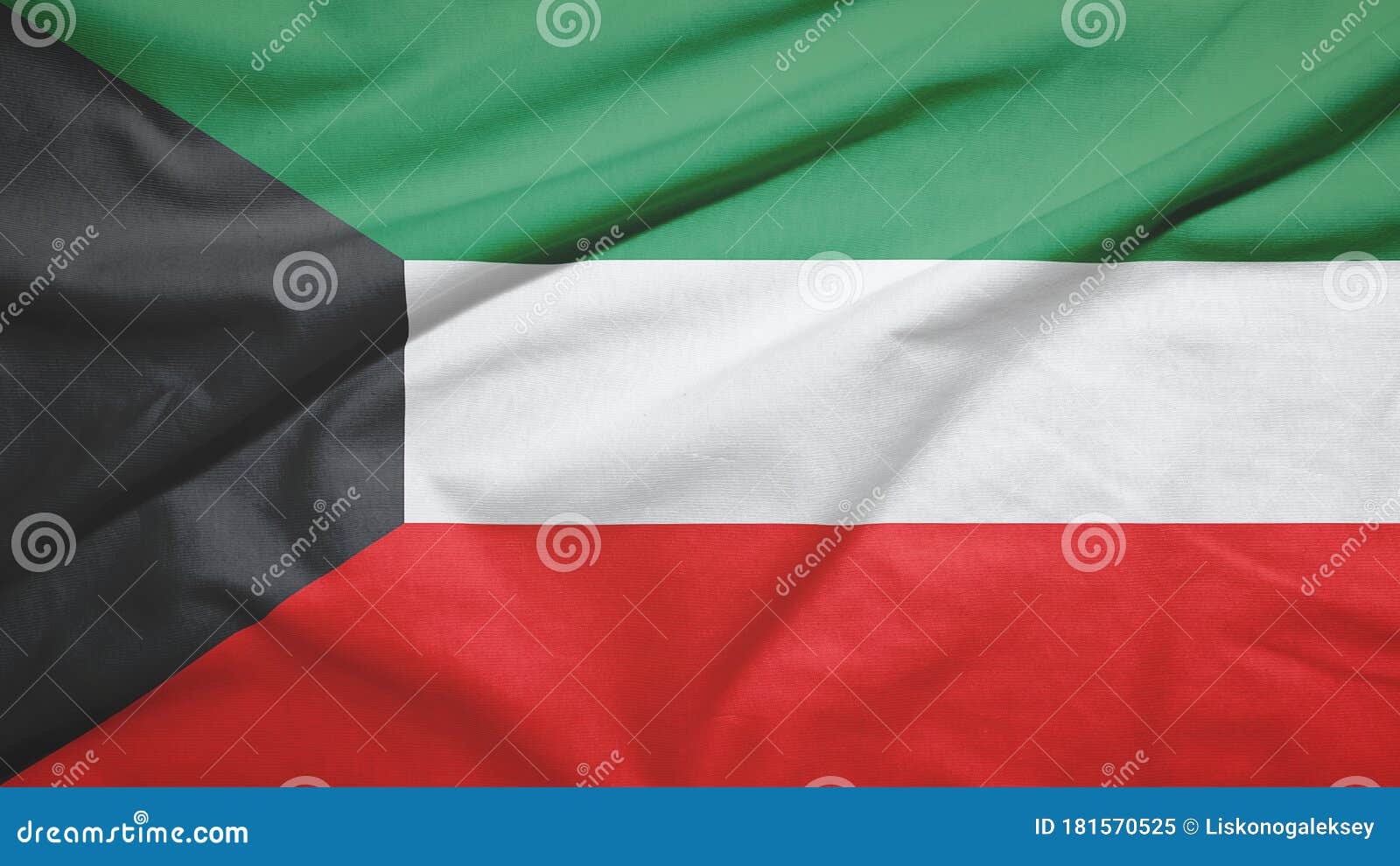 Kuwait Flag with Fabric Texture Stock Image - Image of background ...