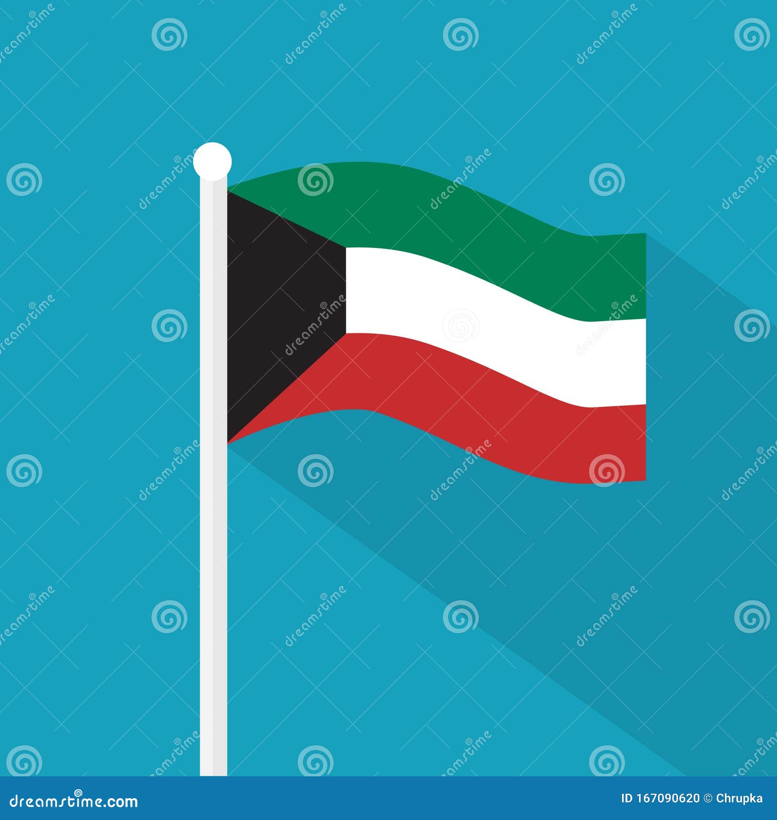 Kuwait flag icon stock vector. Illustration of sticker - 167090620