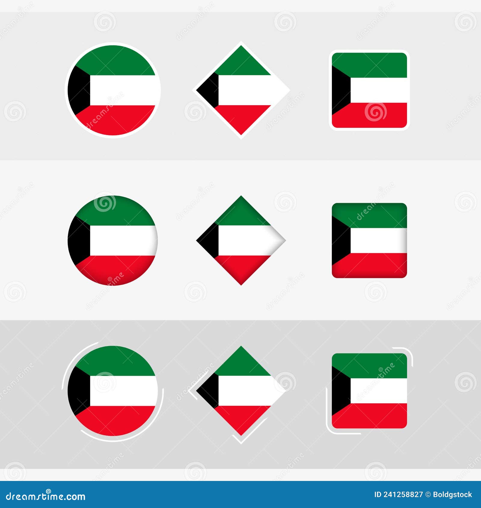 Kuwait Flag Icons Set, Vector Flag of Kuwait Stock Vector ...