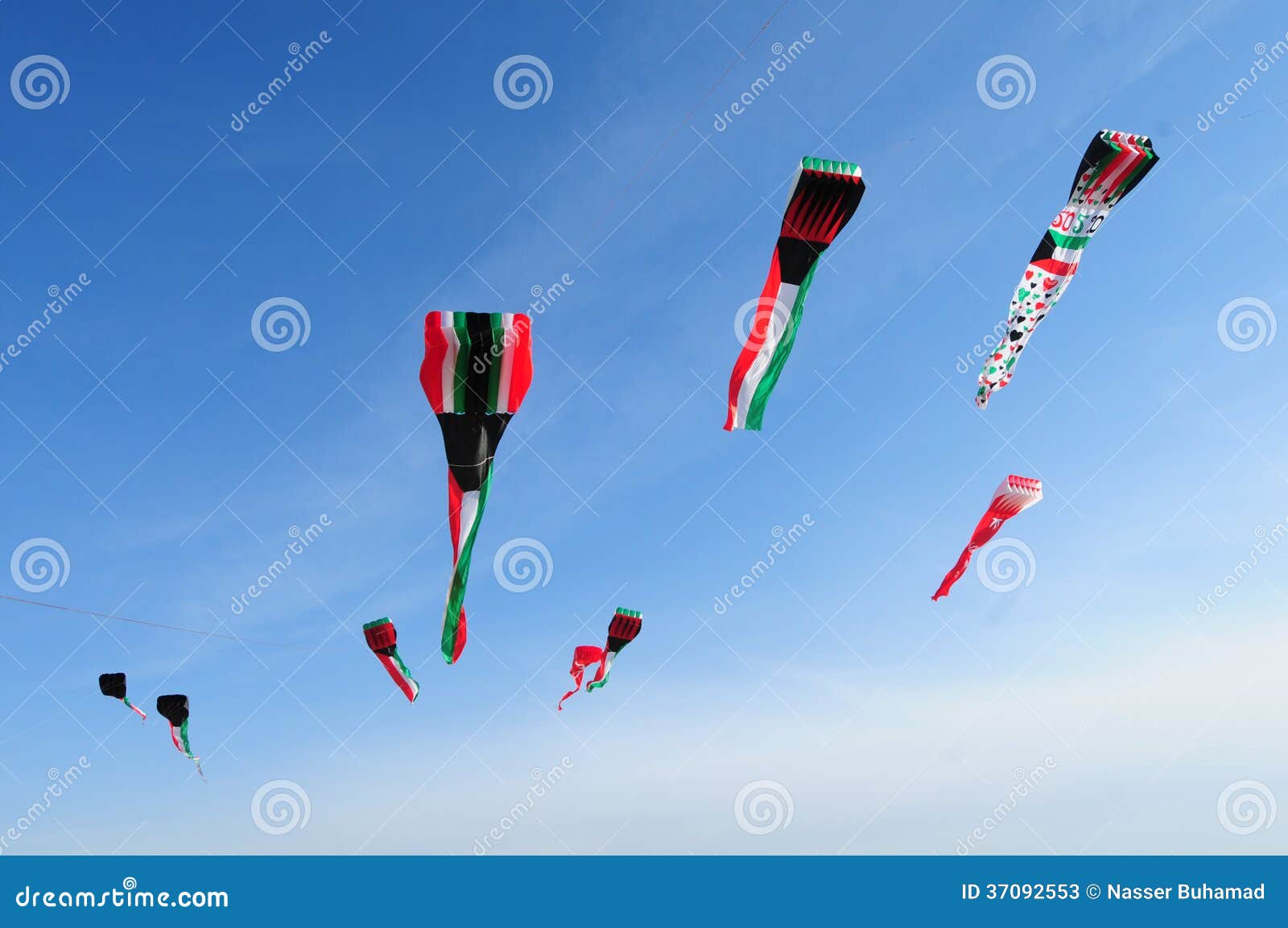 Kuwait flag kites stock image. Image of airfoil, rope - 37092553