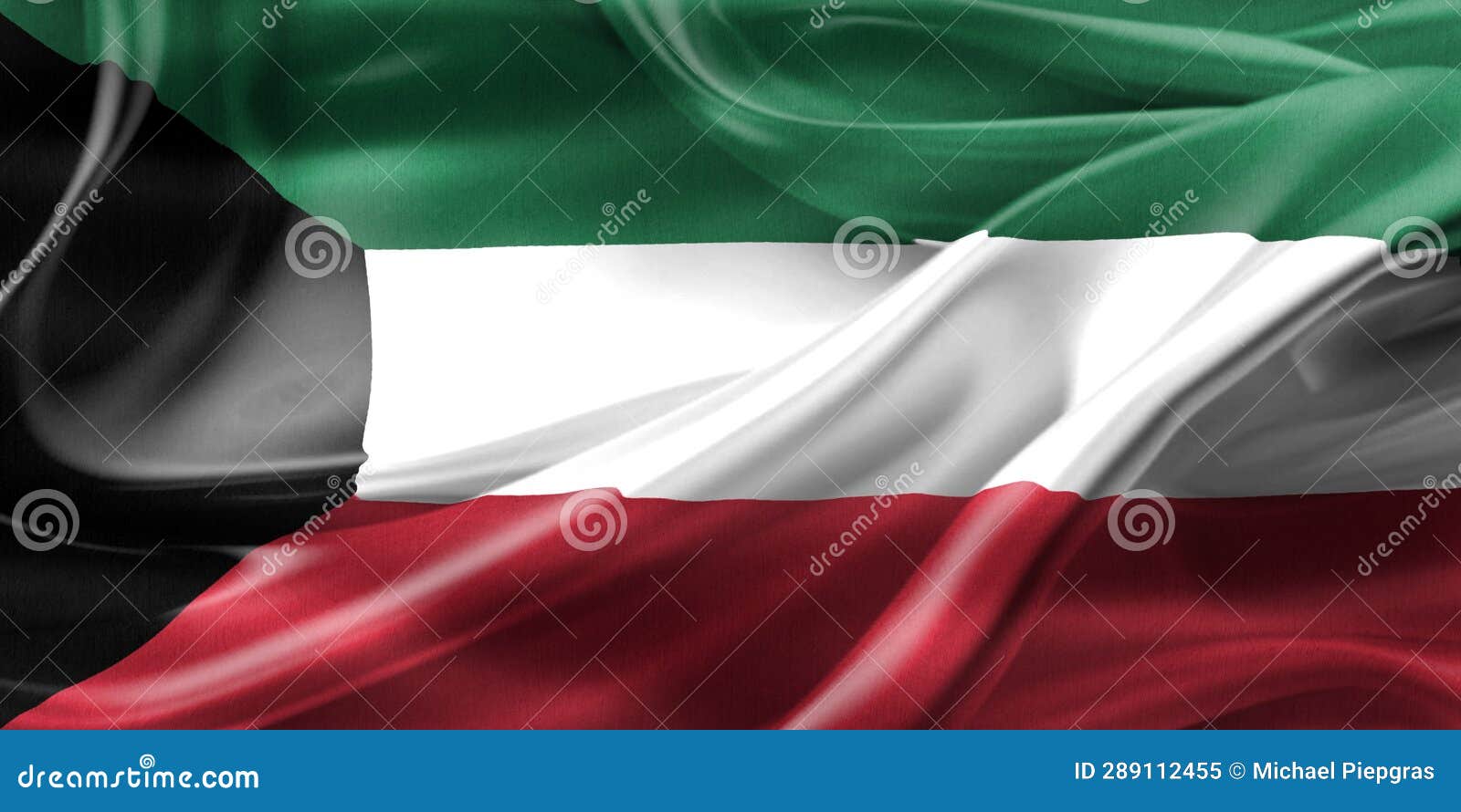 3D-Illustration of a Kuwait Flag - Realistic Waving Fabric Flag Stock ...